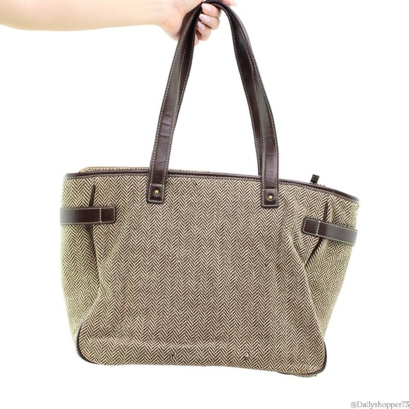 Chaps | Bags | Chaps Womens Vintage Chevron Tweed Shoulder Tote Bag ...